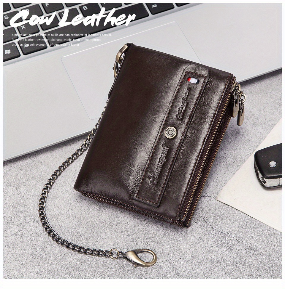 Genuine Leather Wallets For Men Rfid Credit Card Holder Wallet Double ...