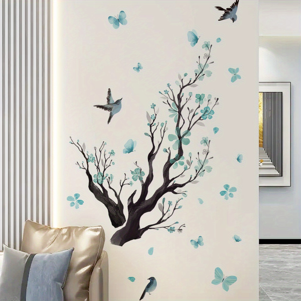 Branch Bird Petal Wall Sticker Self Living Room - Temu Denmark