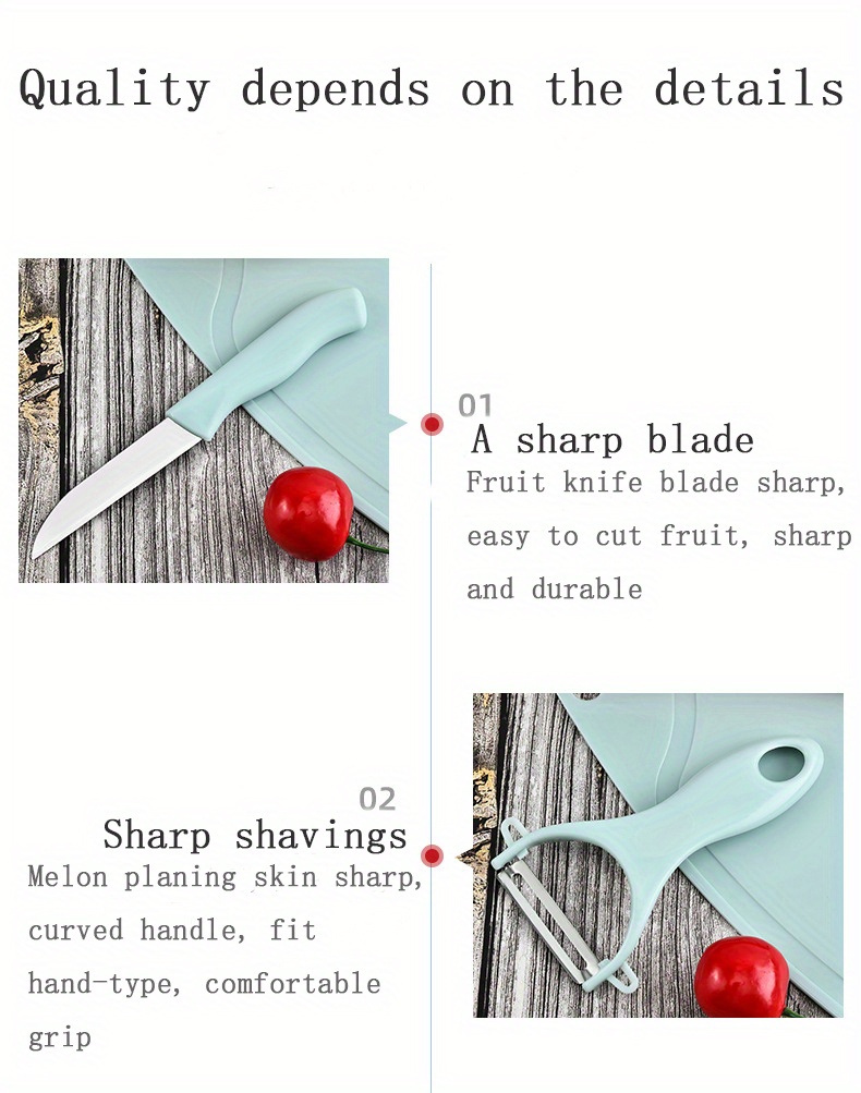 Kitchen Fruit Knife Set Cutting Board Peeler Paring Knife - Temu