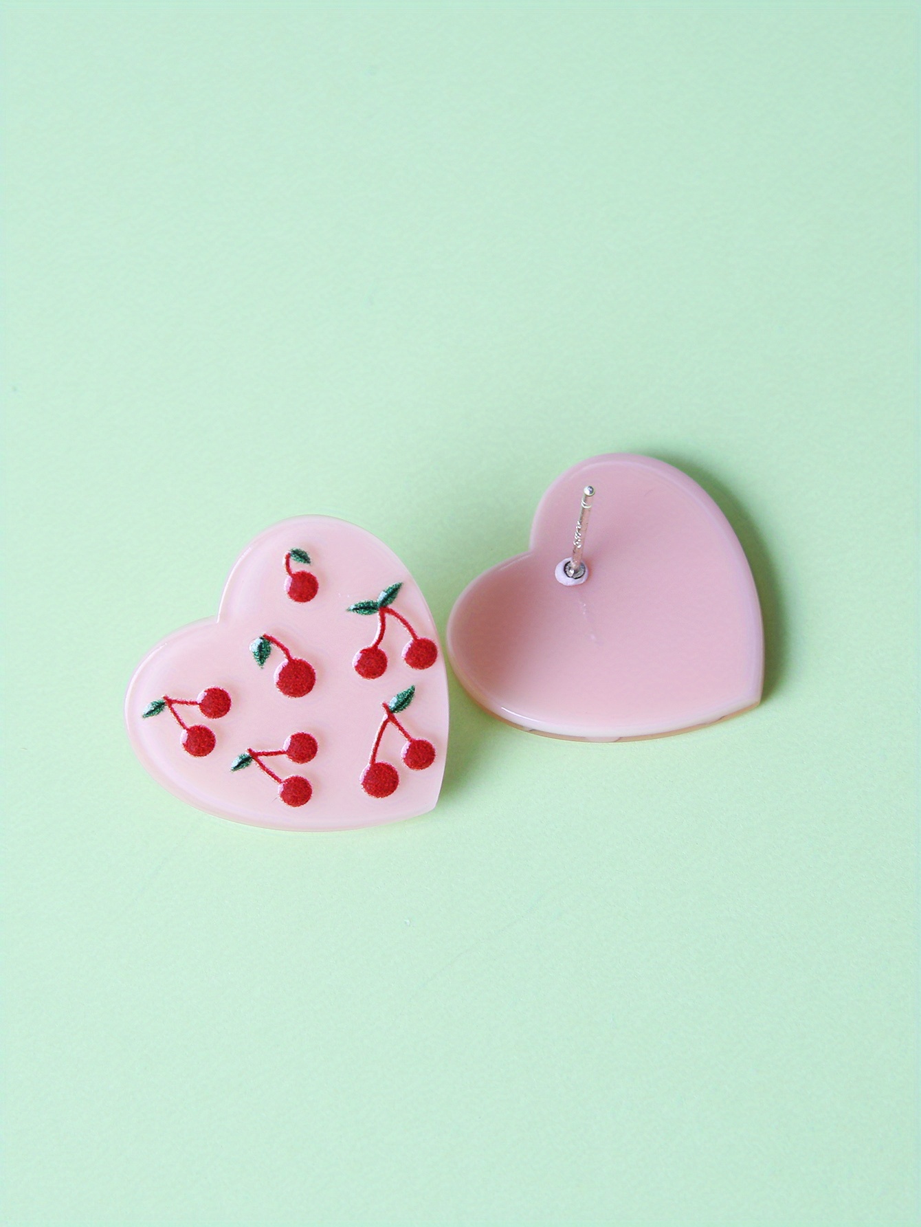 heart shape cherry print retro elegant stud earrings zinc - Temu New ...