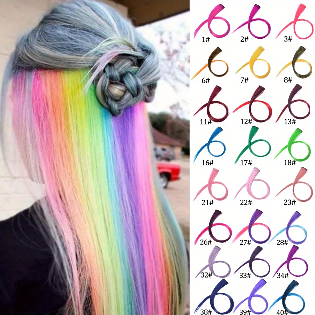 Bag Synthetic Straight Clip In Hair Extensions Rainbow - Temu United ...