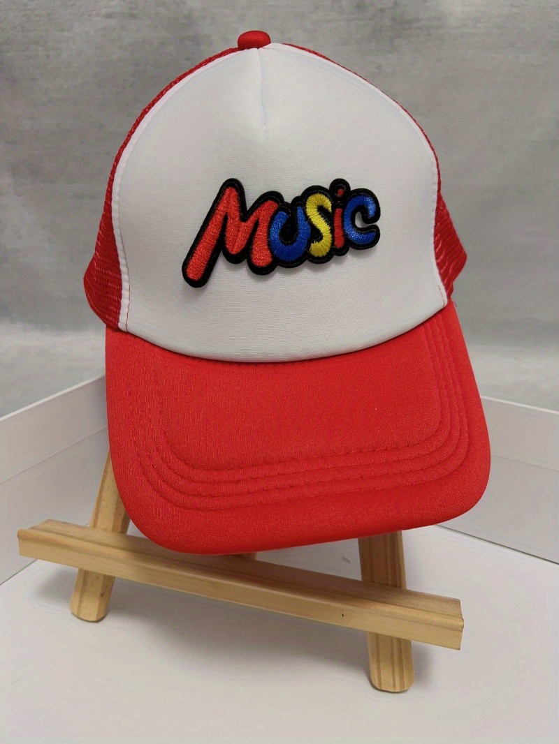 Music Embroidery Couple Trucker Hat Hip Hop Mesh Breathable - Temu