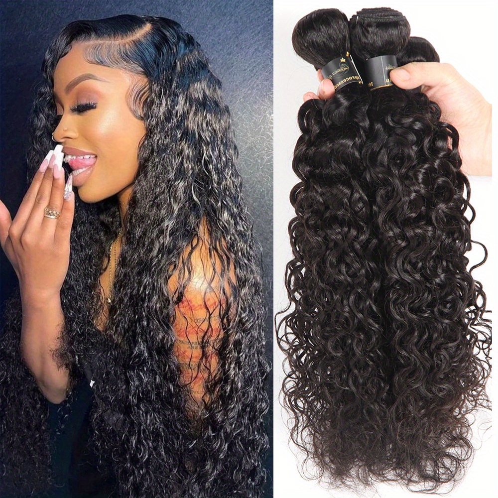 3 Bundles Water Wave Brazilian Human Hair Weave Bundles Raw Curly Human ...