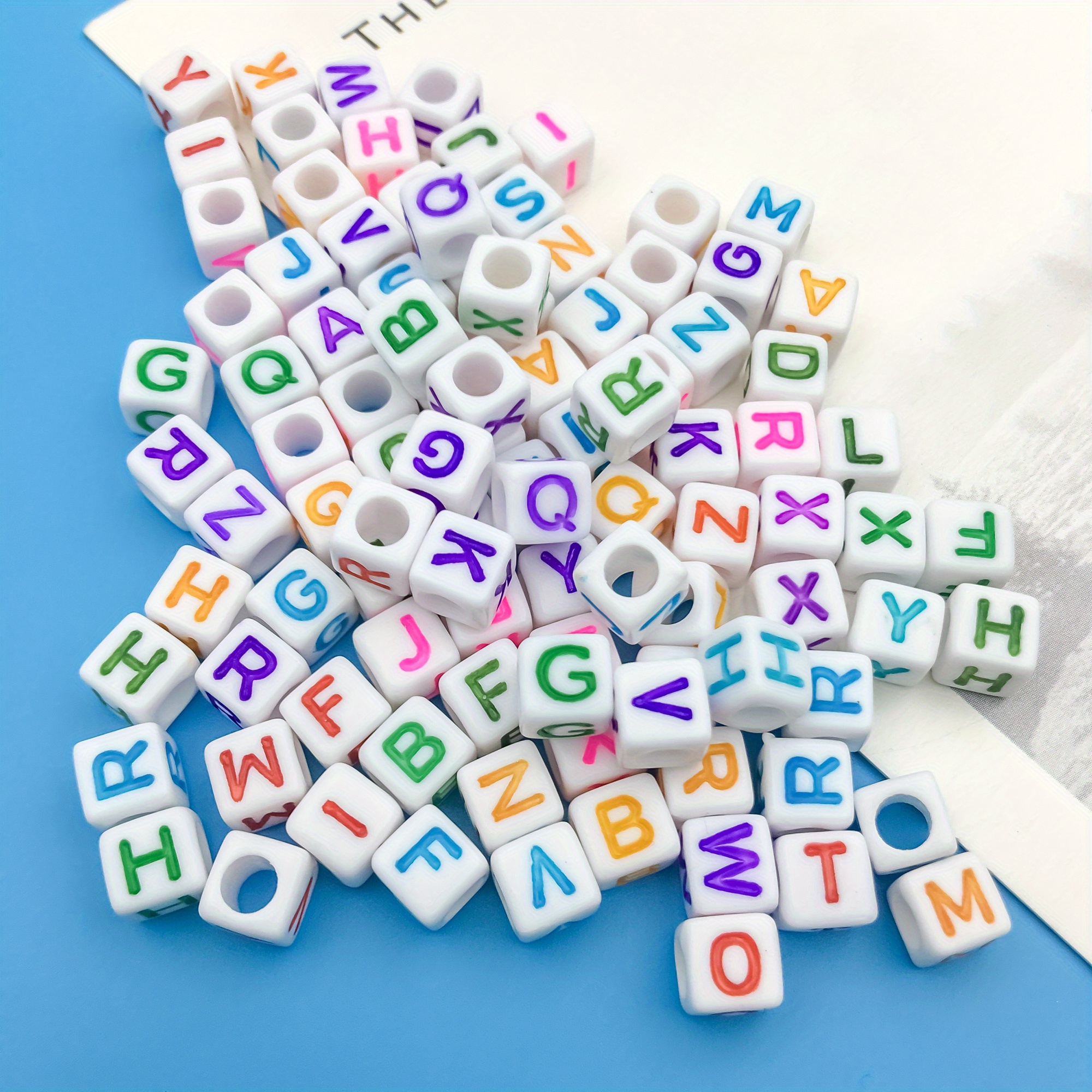 Mixed Random Alphabet Acrylic Beads Alphabet Square Cube - Temu Australia