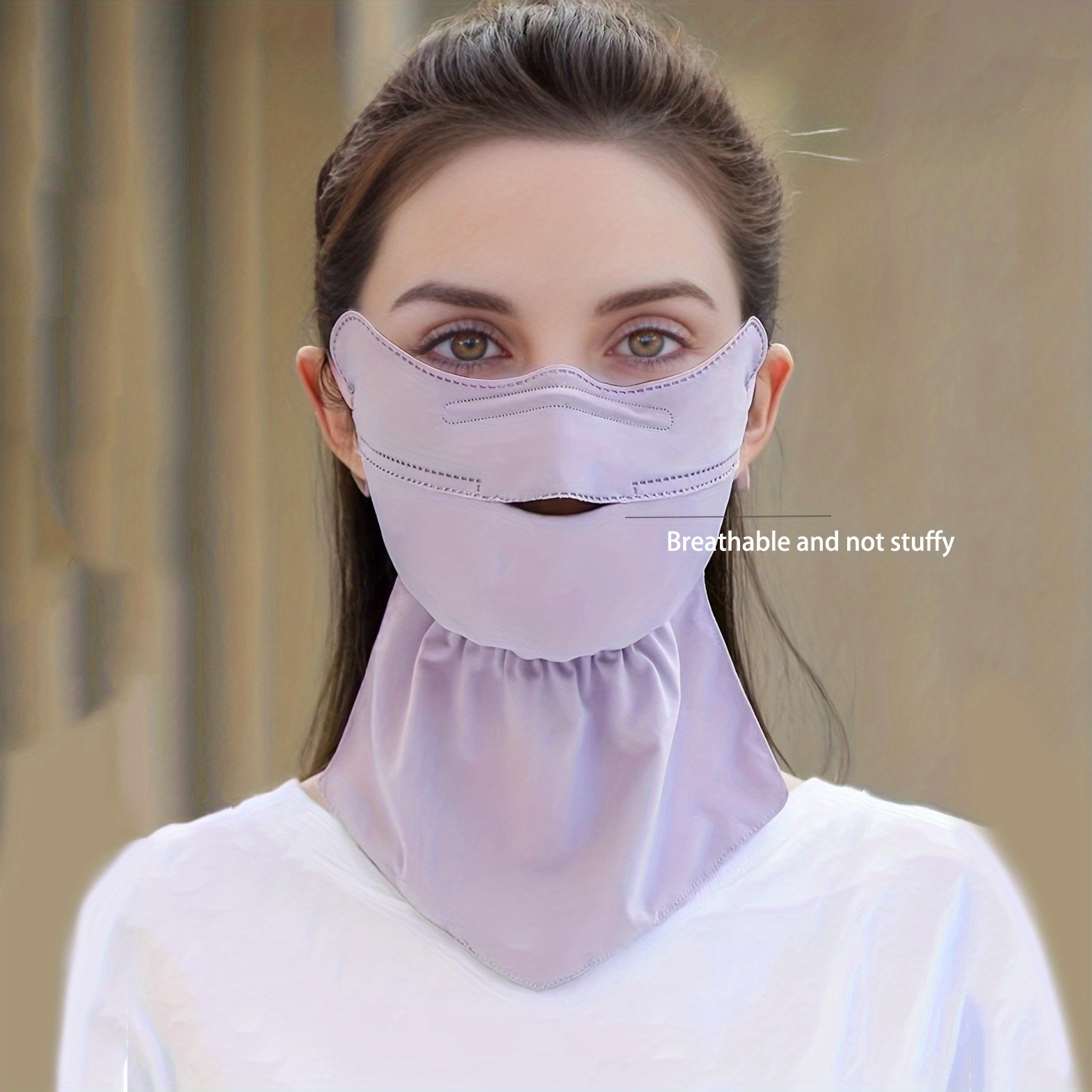 Solid Neck Protection Face Mask Women Sunshade Uv Protection - Temu ...