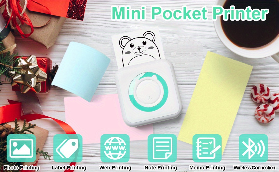 Portable Mini Printer Inkless Wireless Photo Printer For Ios Android ...