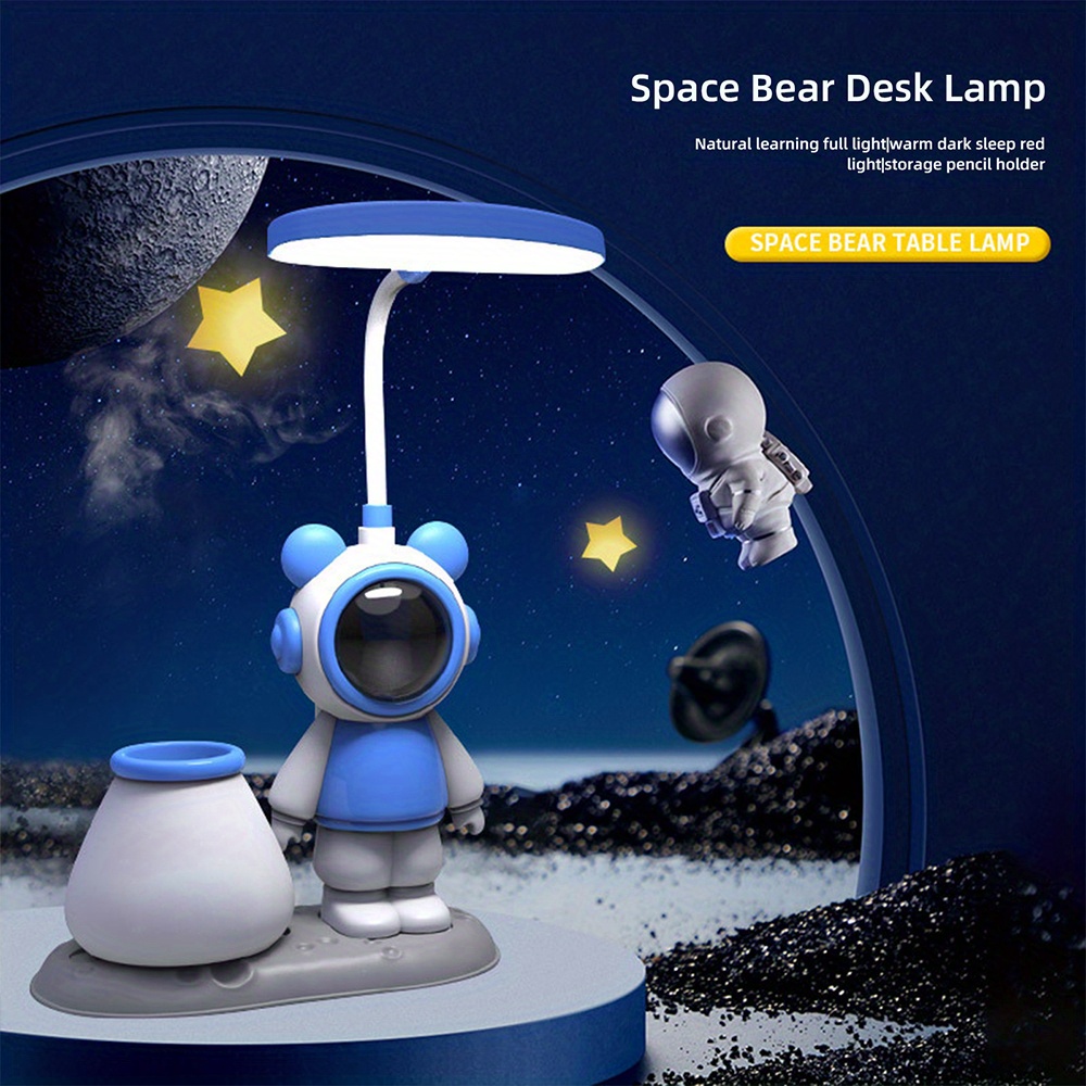 cute astronaut desk lamp pen holder led learning night light - Temu New ...