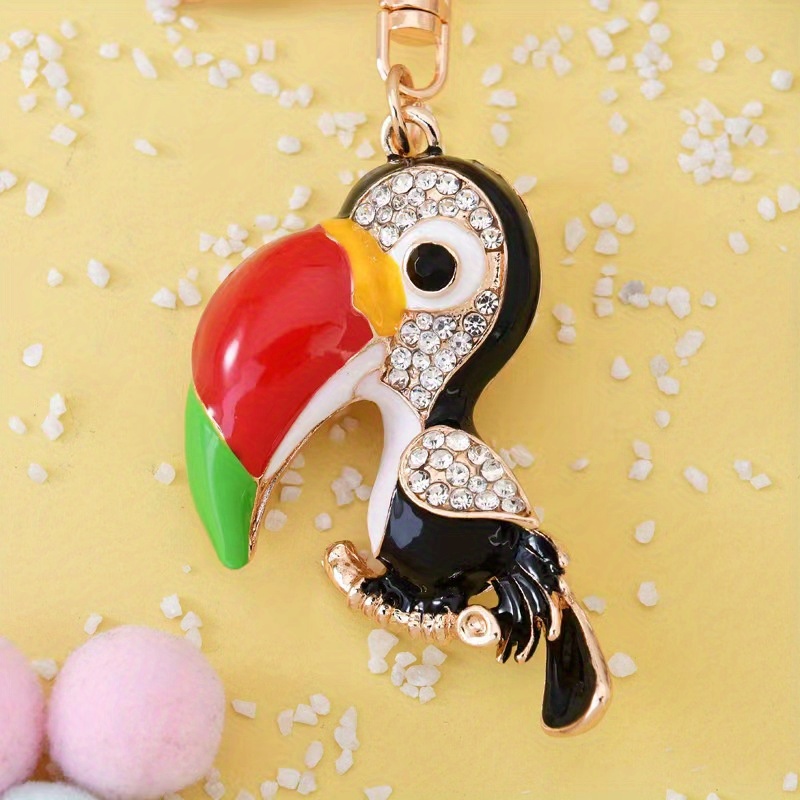 1pc Rhinestone Parrot Keychain Cute Animal Key Ring Purse Bag Backpack ...