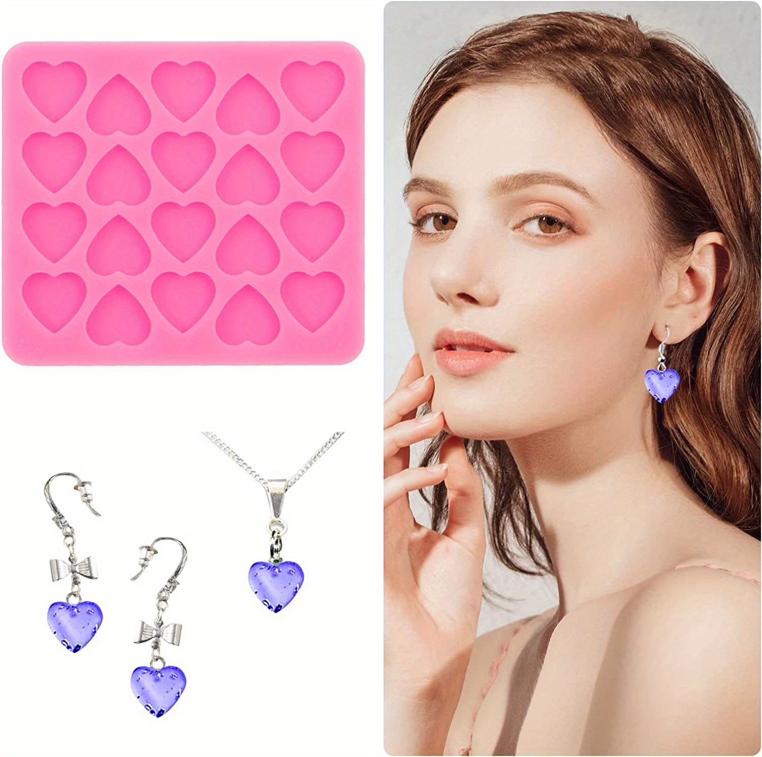 Mini Silicone Ear Stud Mold Mini Heart/hexagon/circle Ear - Temu