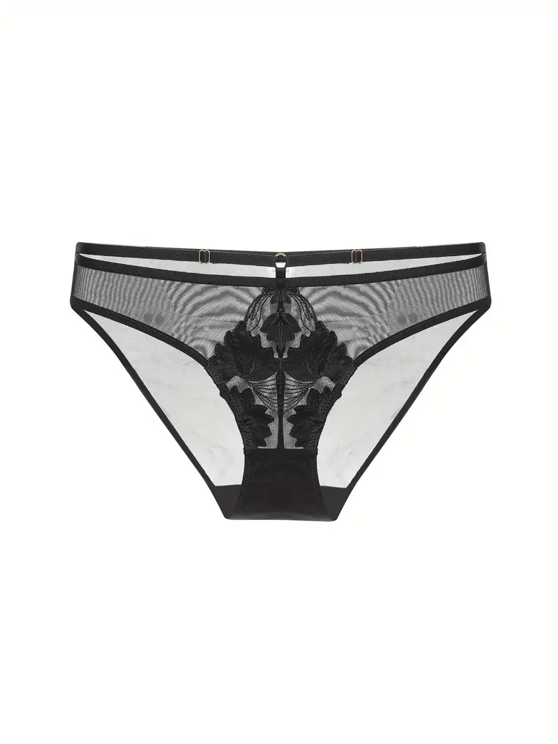 Mesh Stitching Bikini Panties Semi Sheer Cut Intimates Lace Temu