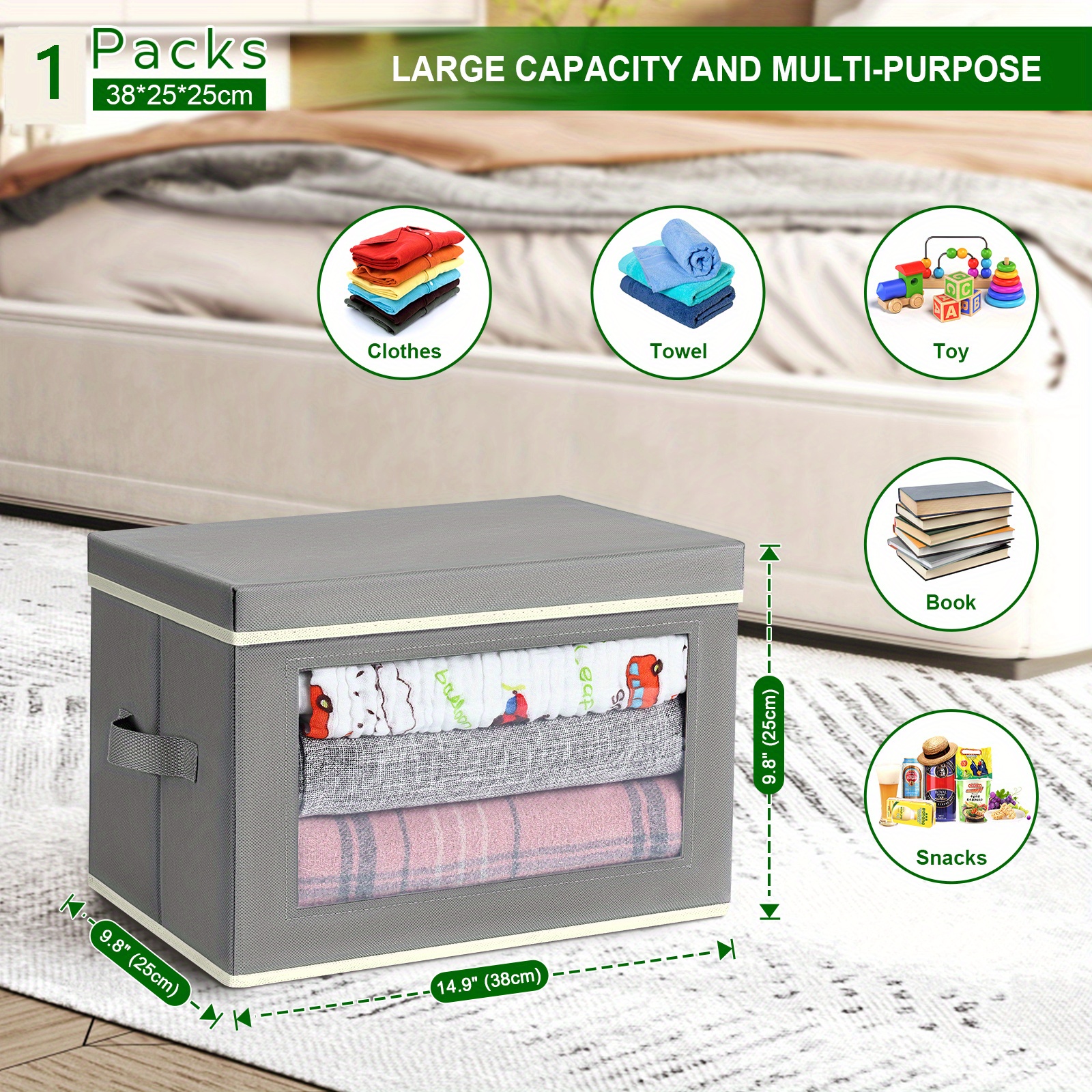 Storage Baskets Large Storage Bins Lids Window Fabric - Temu Australia