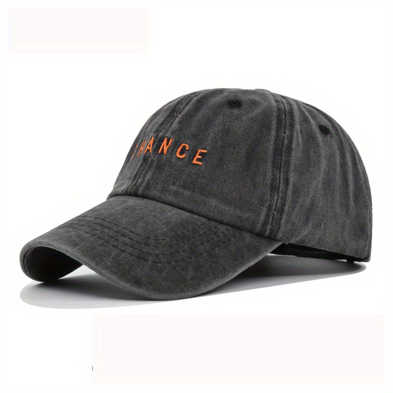 Black Washed Simple Baseball Cap Chance Embroidery Cotton - Temu United ...