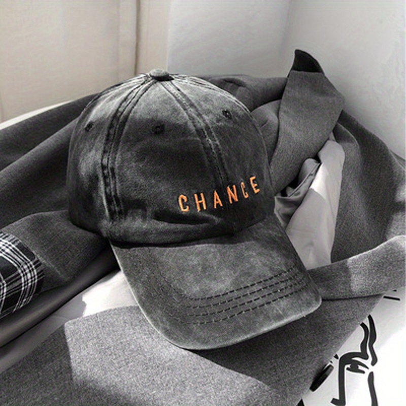 Black Washed Simple Baseball Cap Chance Embroidery Cotton - Temu United ...