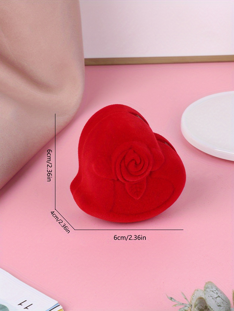 Red Rose Heart shaped Ring Box Rose Box Ring Box Single Ring - Temu