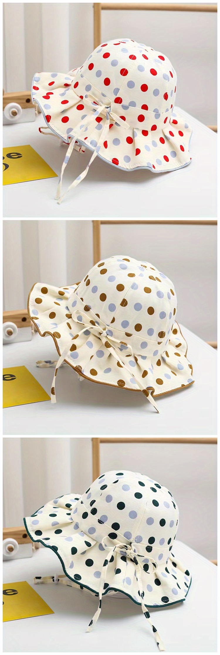 kids cute polka dot graphic bow et hat adjustable - {region_name}