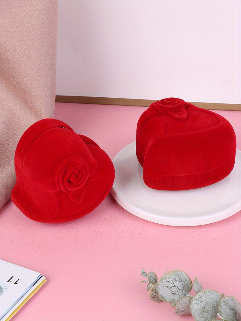 Red Rose Heart shaped Ring Box Rose Box Ring Box Single Ring - Temu