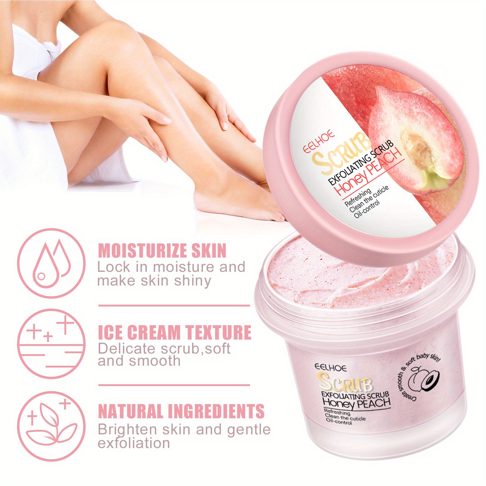 Peach Body Scrub Moisturize Exfoliate Deep Cleanse Pores - Temu