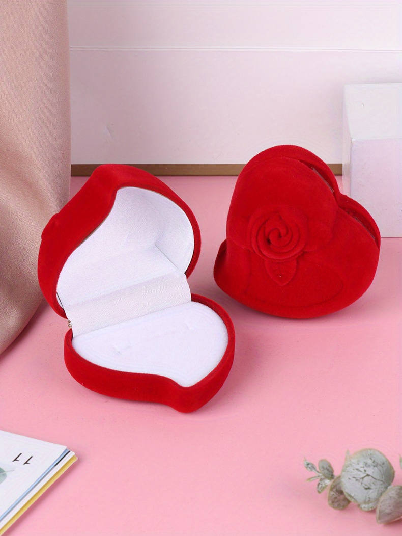 Red Rose Heart shaped Ring Box Rose Box Ring Box Single Ring - Temu