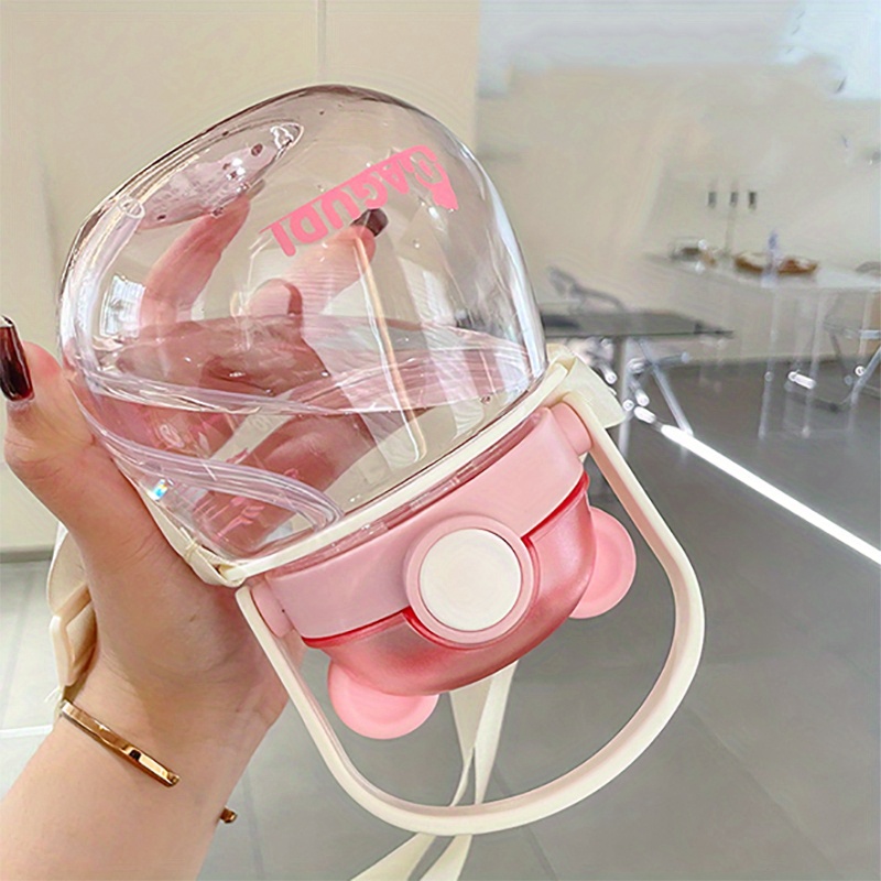 Cute Bear Straw Water Bottle Portable Plastic - Temu United Kingdom