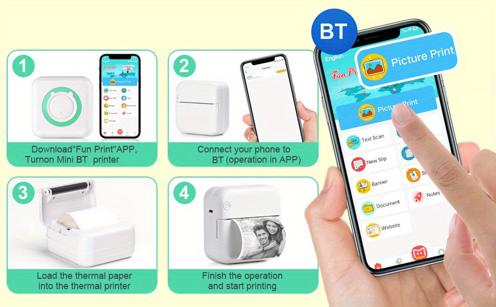 Portable Mini Printer Inkless Wireless Photo Printer For Ios Android ...