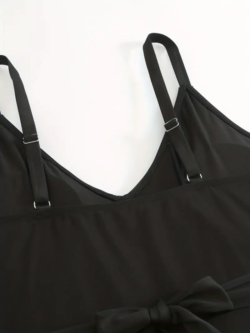 Plus Size Contrast Mesh Cross Swimsuit Temu Denmark