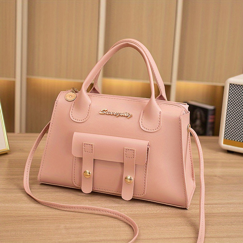 Minimalist Square Satchel Bag Trendy Solid Color Shoulder - Temu United ...