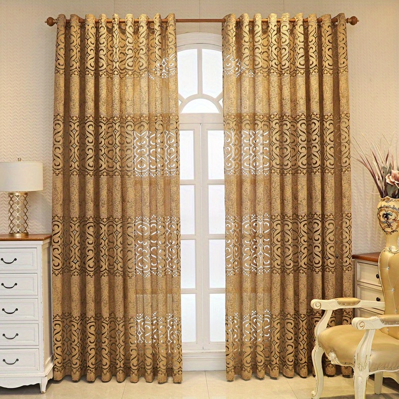 European Vintage Thickened Jacquard Curtain Window Sheer - Temu United