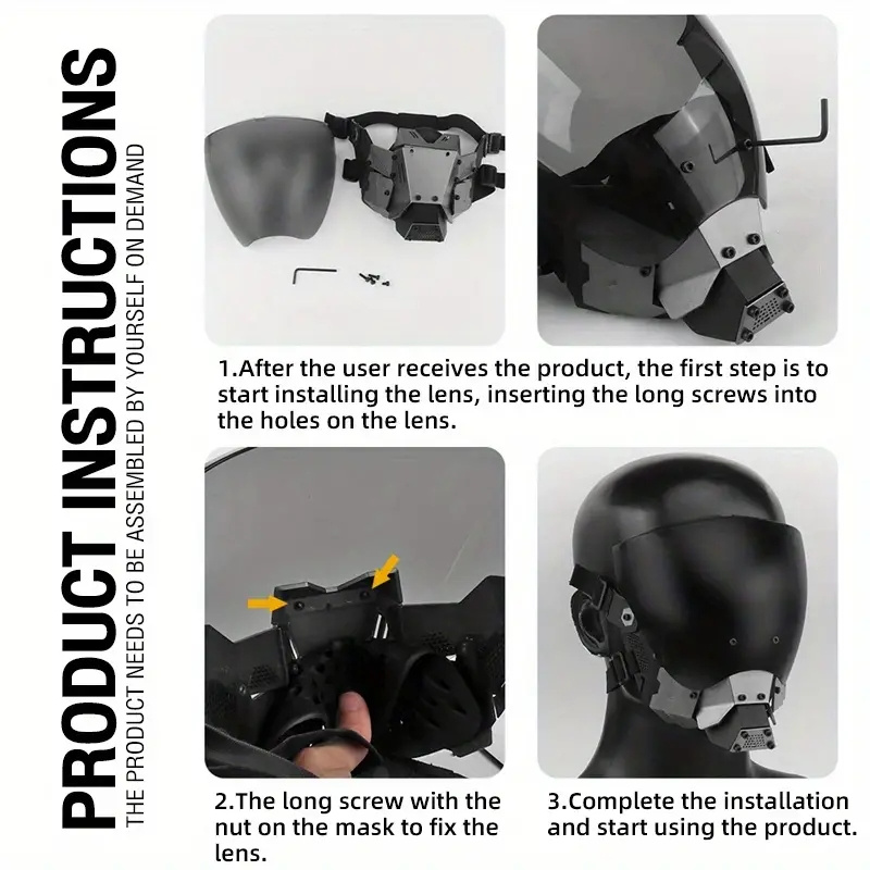 Cyberpunk Mask Men Costume Full Face Cool Mask Halloween Party ...