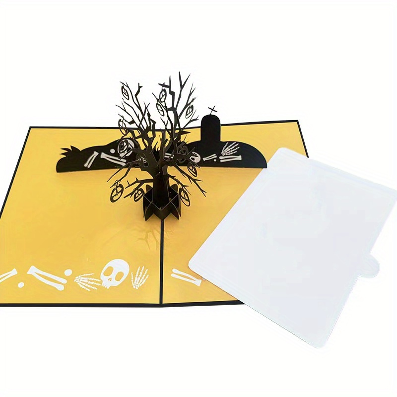 1pc 새 할로윈 인사말 카드와 봉투 및 카드 3d 할로윈 삼차원 인사말 카드 컬러 인쇄 할로윈 호박 저택 Temu