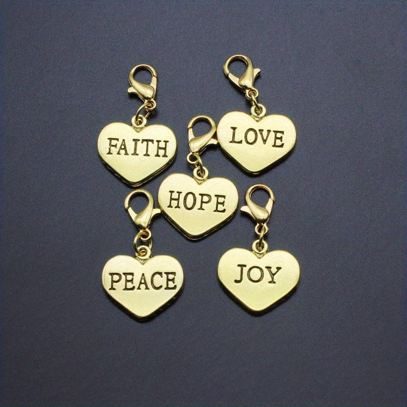 Double sided Golden Alloy Pendant Love Faith Peace Joy - Temu