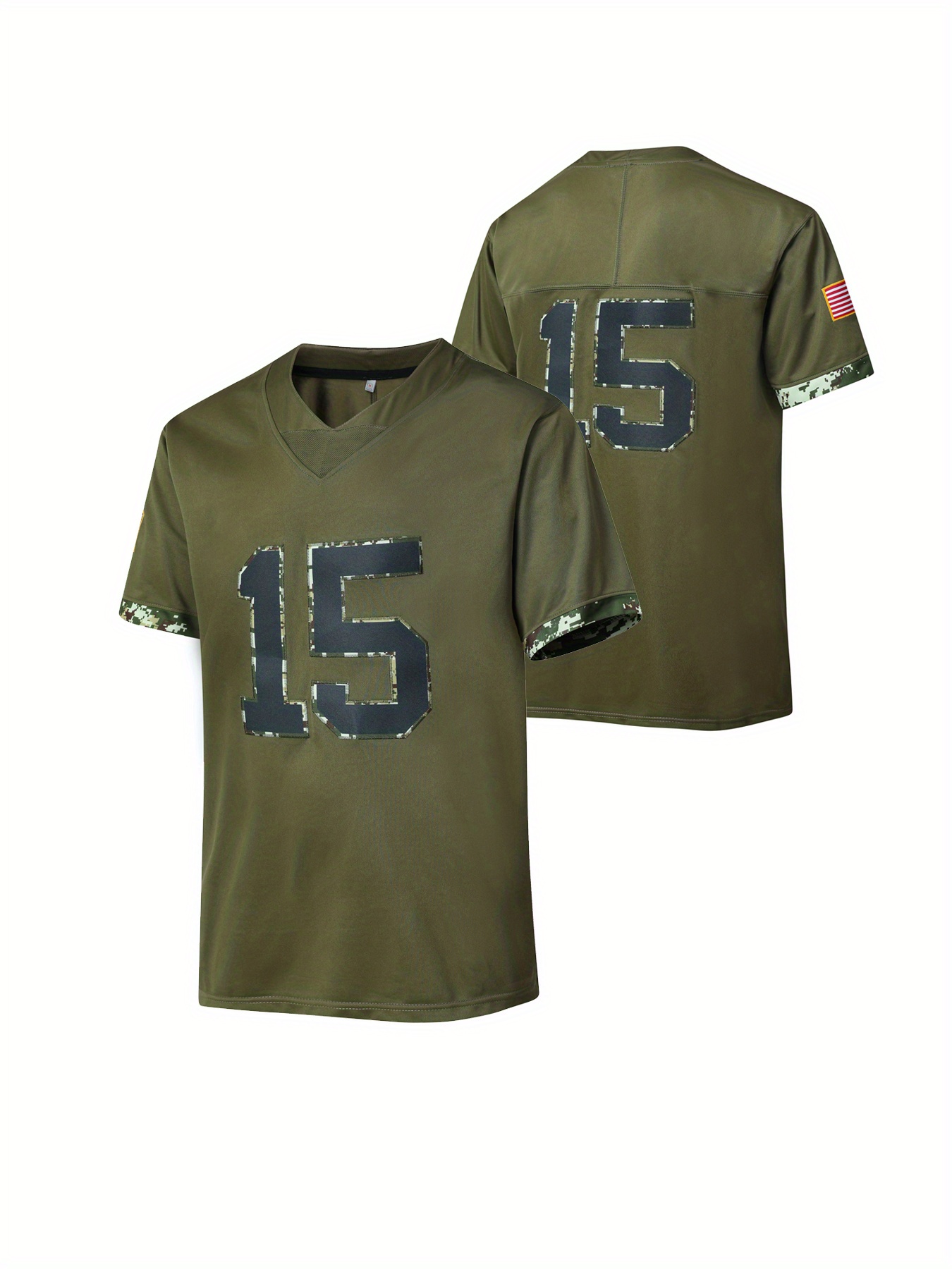 Men's #15 Embroidered Rugby Jersey Active Breathable V Neck - Temu