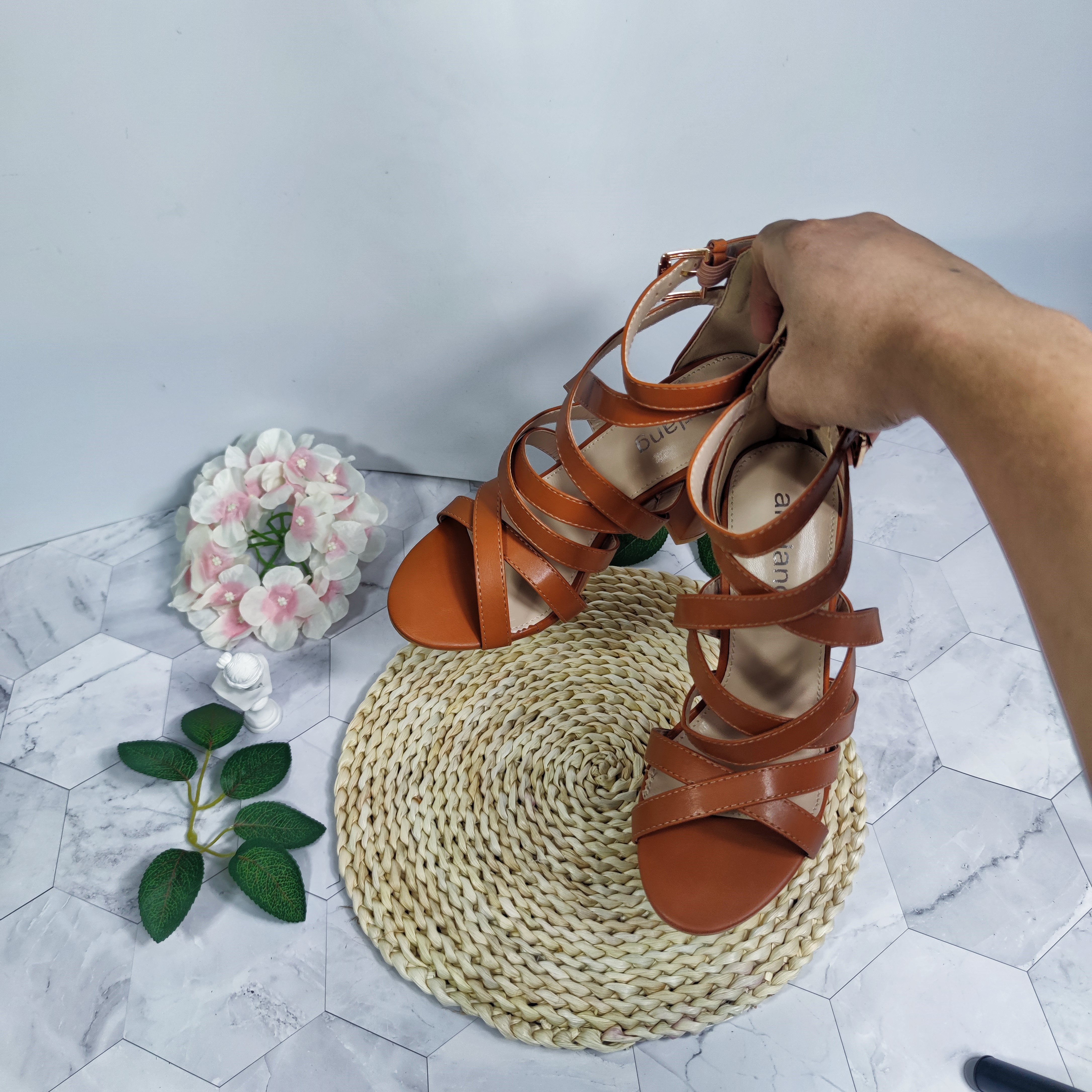 Women's Block Heeled Sandals Cross Strap Open Toe Ankle - Temu United