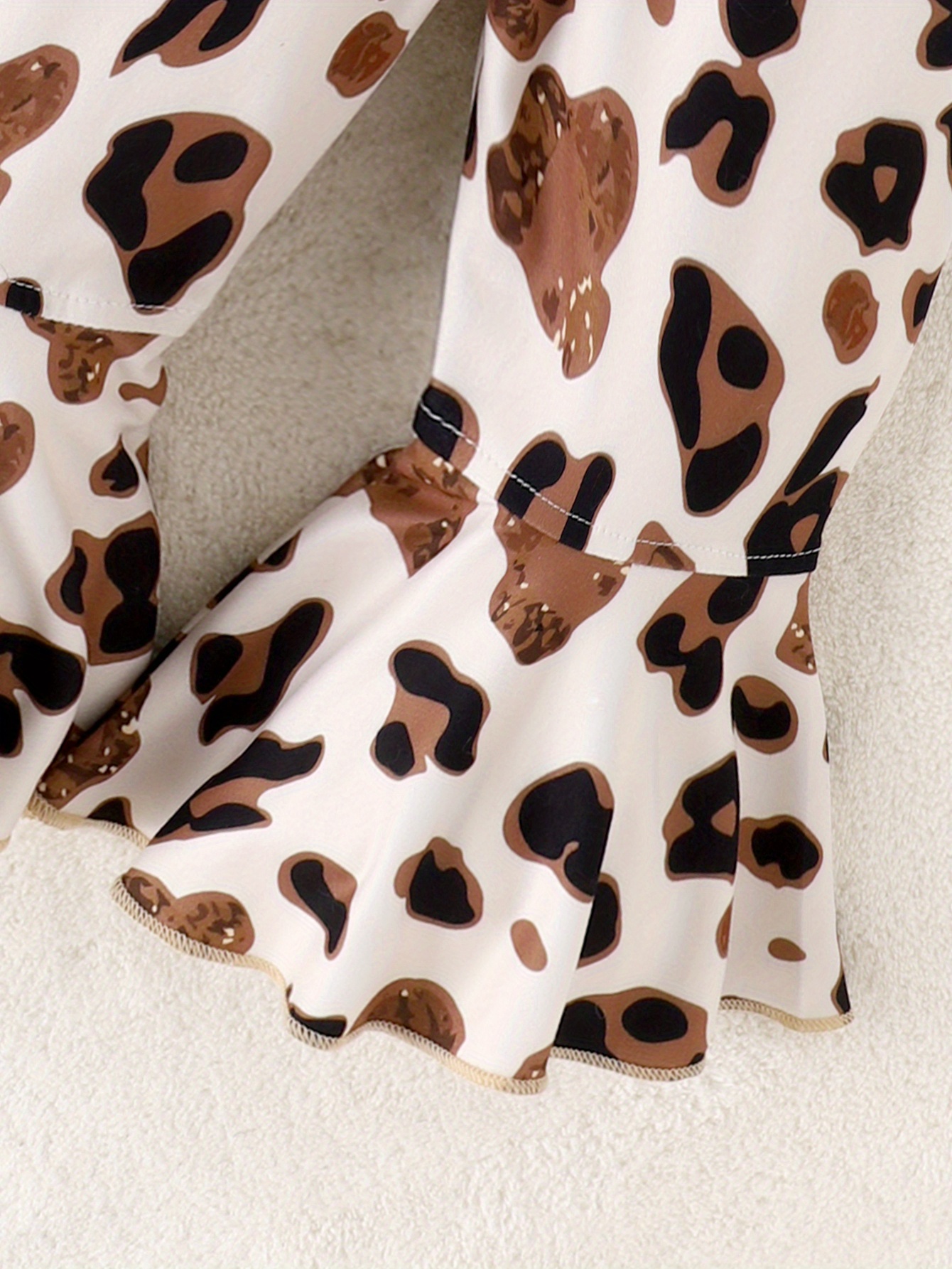 Ribbed Knit Short Sleeve Romper Leopard Pants Set Toddler - Temu Australia