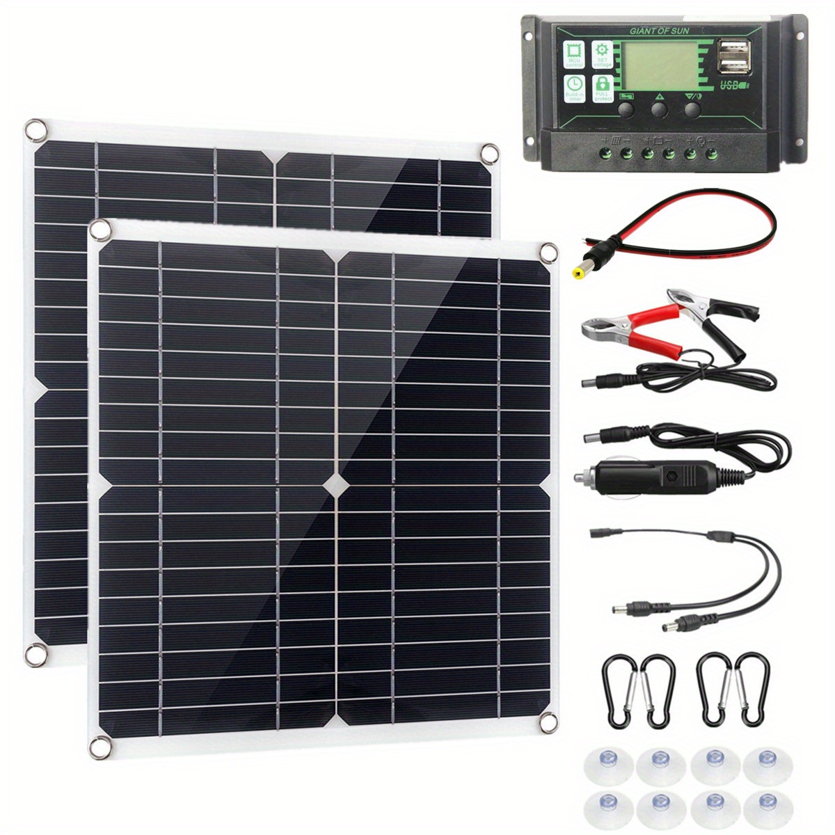 2pcs Solar Panel Kit Complete Dual 12v 5v Dc Usb With 60a 100a Solar ...