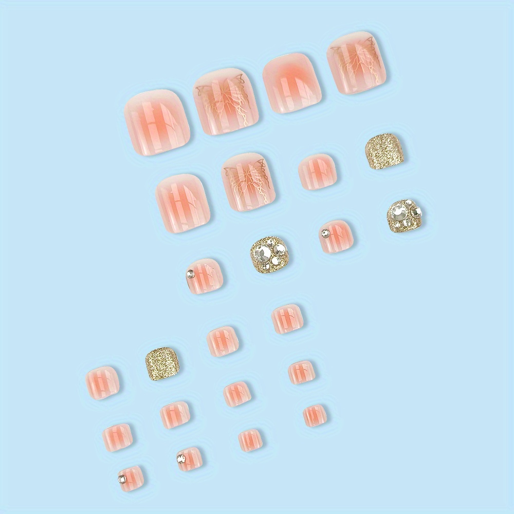 Shining Rhinestone Press Toenails Short Nails - Temu Norway