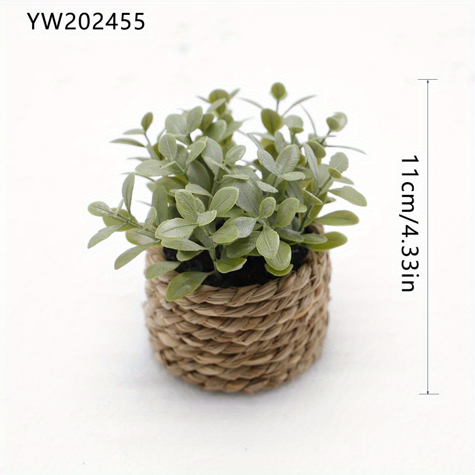 Mini Artificial Potted Plants Flower Seaweed Woven Pot - Temu