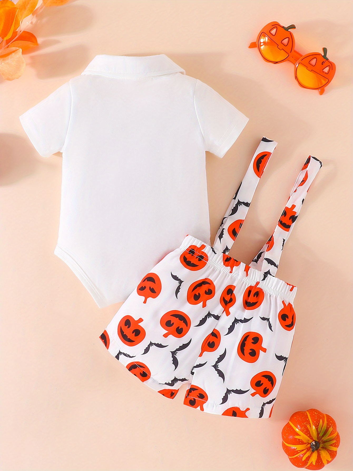 Halloween Baby Boys Dressing: Botton Bow Romper + Overall - Temu New Zealand