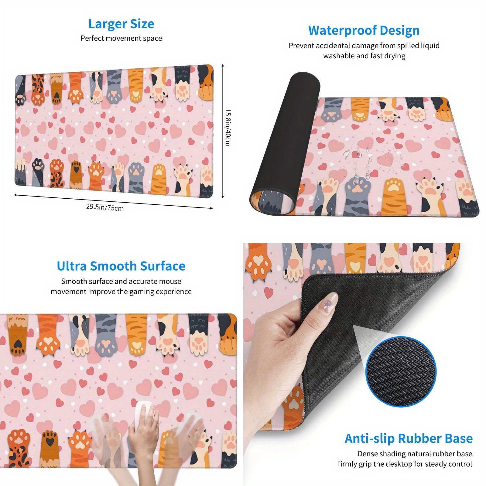 Desk Pad Cute Desk Mat Large Office Work Game Non - Temu
