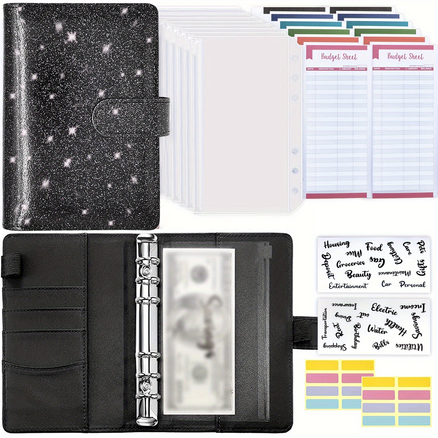 a6 budget binder pu leather savings binder zipper envelopes - Temu New ...