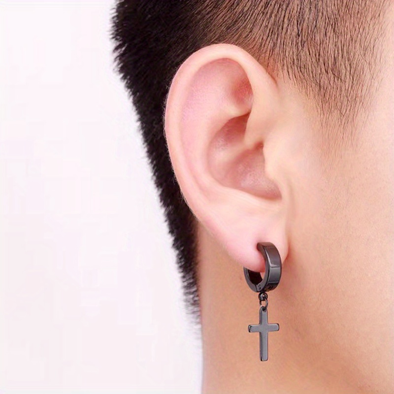 Cross earrings men clip on store