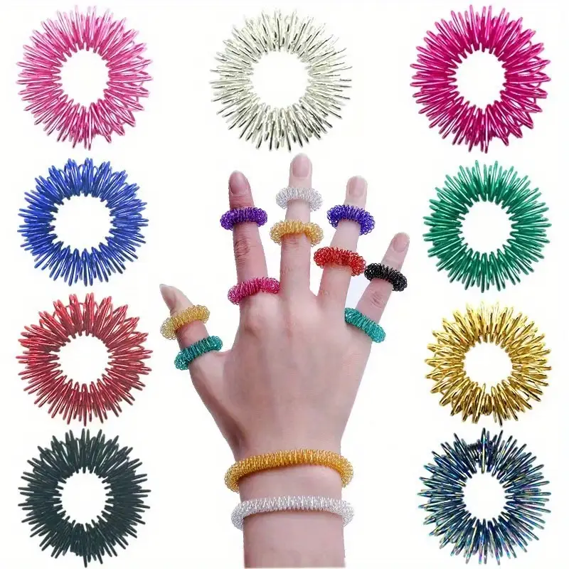 Mini Spring Decompression Finger Massage Ring Finger Massager Mini Spring Decompression Ring