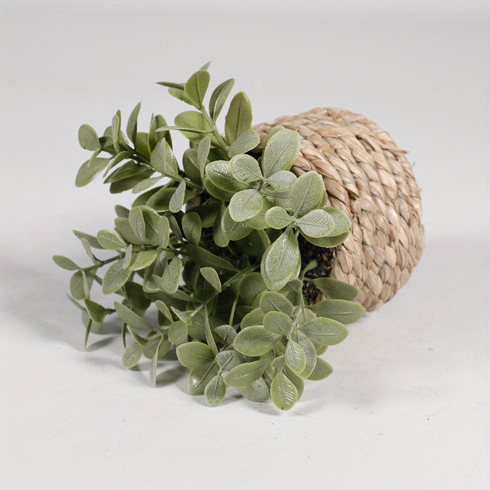 Mini Artificial Potted Plants Flower Seaweed Woven Pot - Temu