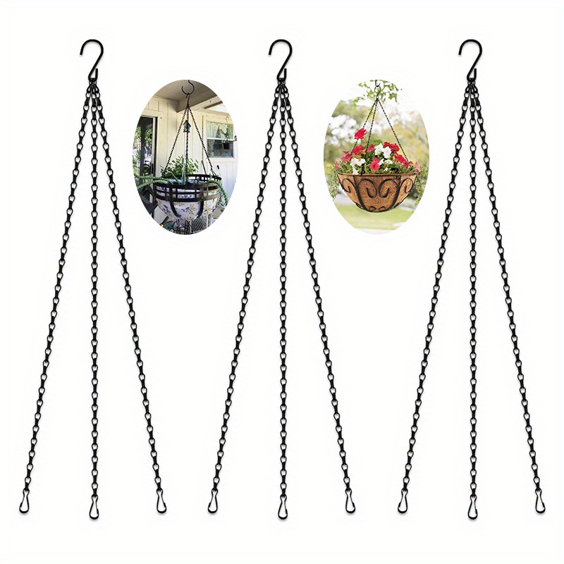 3セット、植物用吊り下げチェーン、黒吊り下げ植物チェーン、金属製吊り下げバ チェーン3点、鳥の餌箱、 ー、ランタン、装飾品用 226インチ