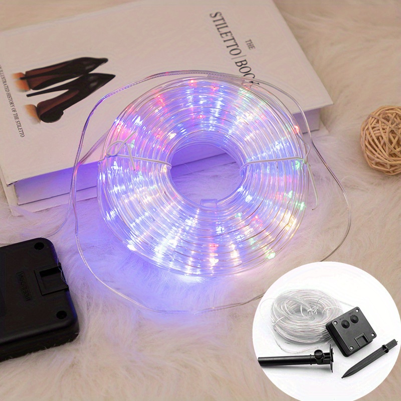 1pc Outdoor Solar Rope Lamp 5m 32m Waterproof Pipe Rope Wreath Fairy ...