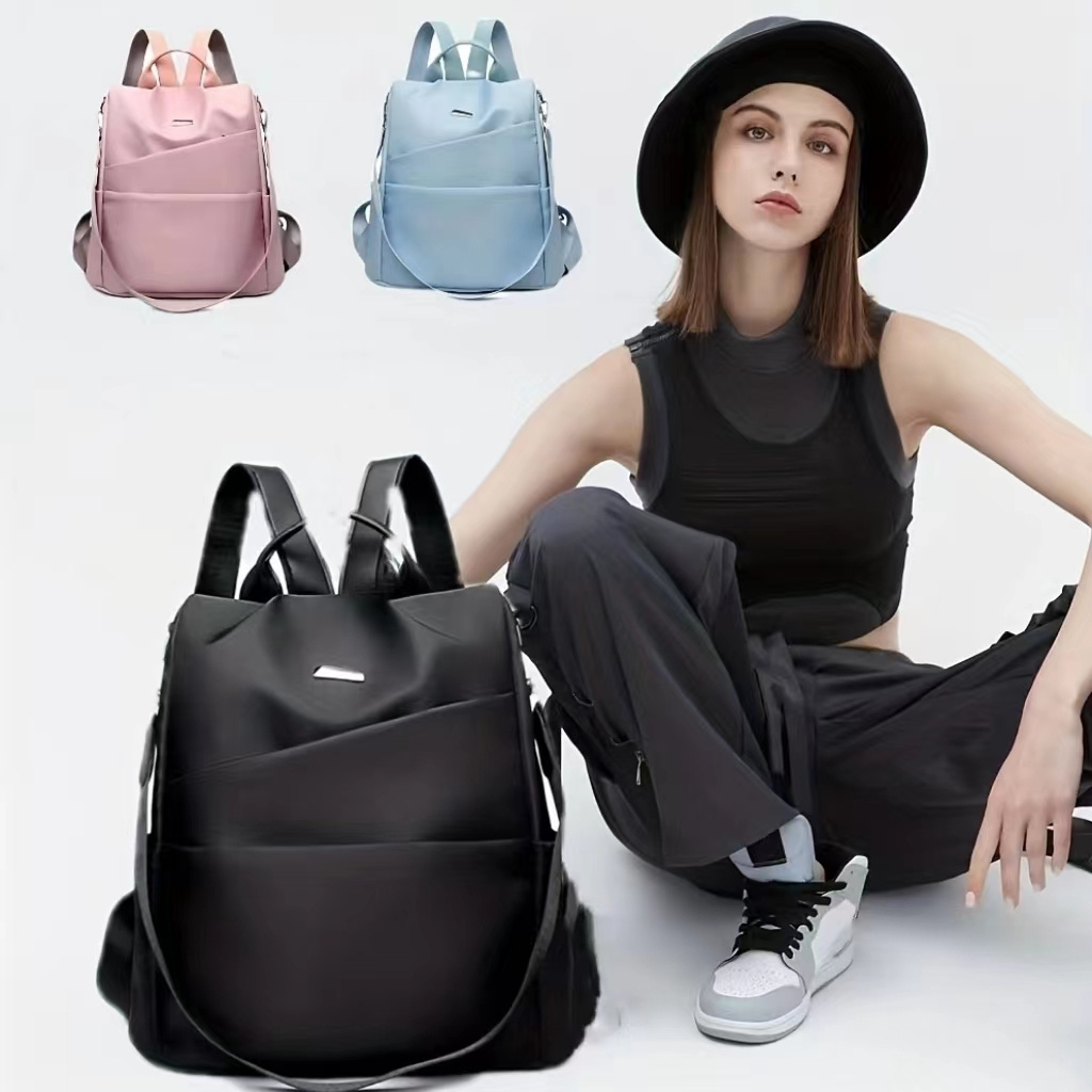 casual solid color backpack match zipper rucksack women's - Temu Australia