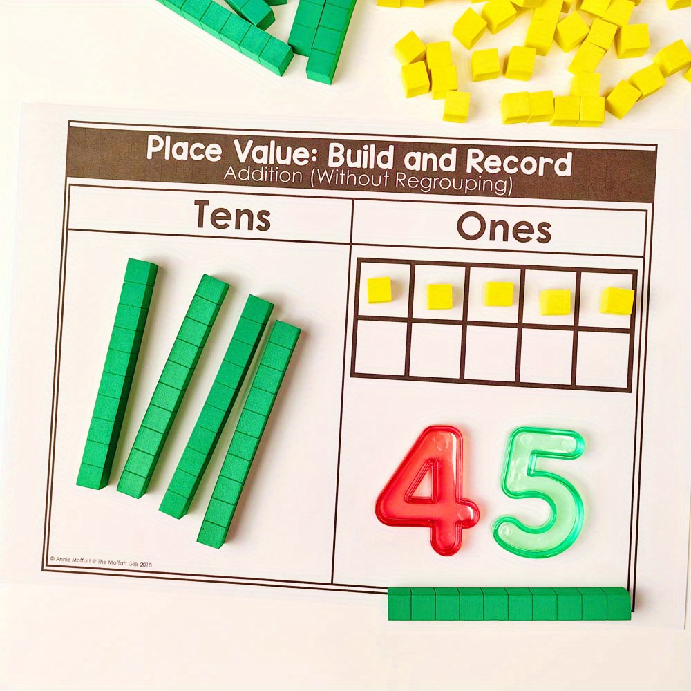 Math Blocks Plastic Base Ten Blocks 143 Pcs Place Value Blocks ...