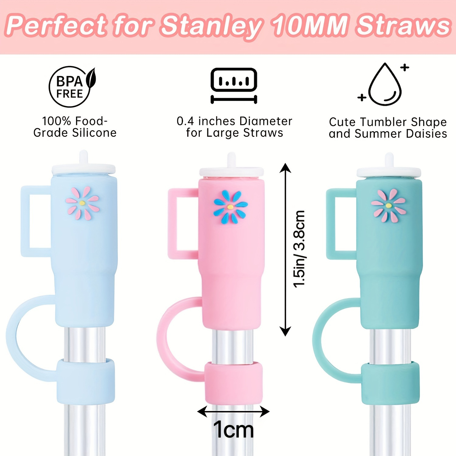 Cute Creative Silicone Straw Cover Cap Tumbler Cup Reusable - Temu New ...