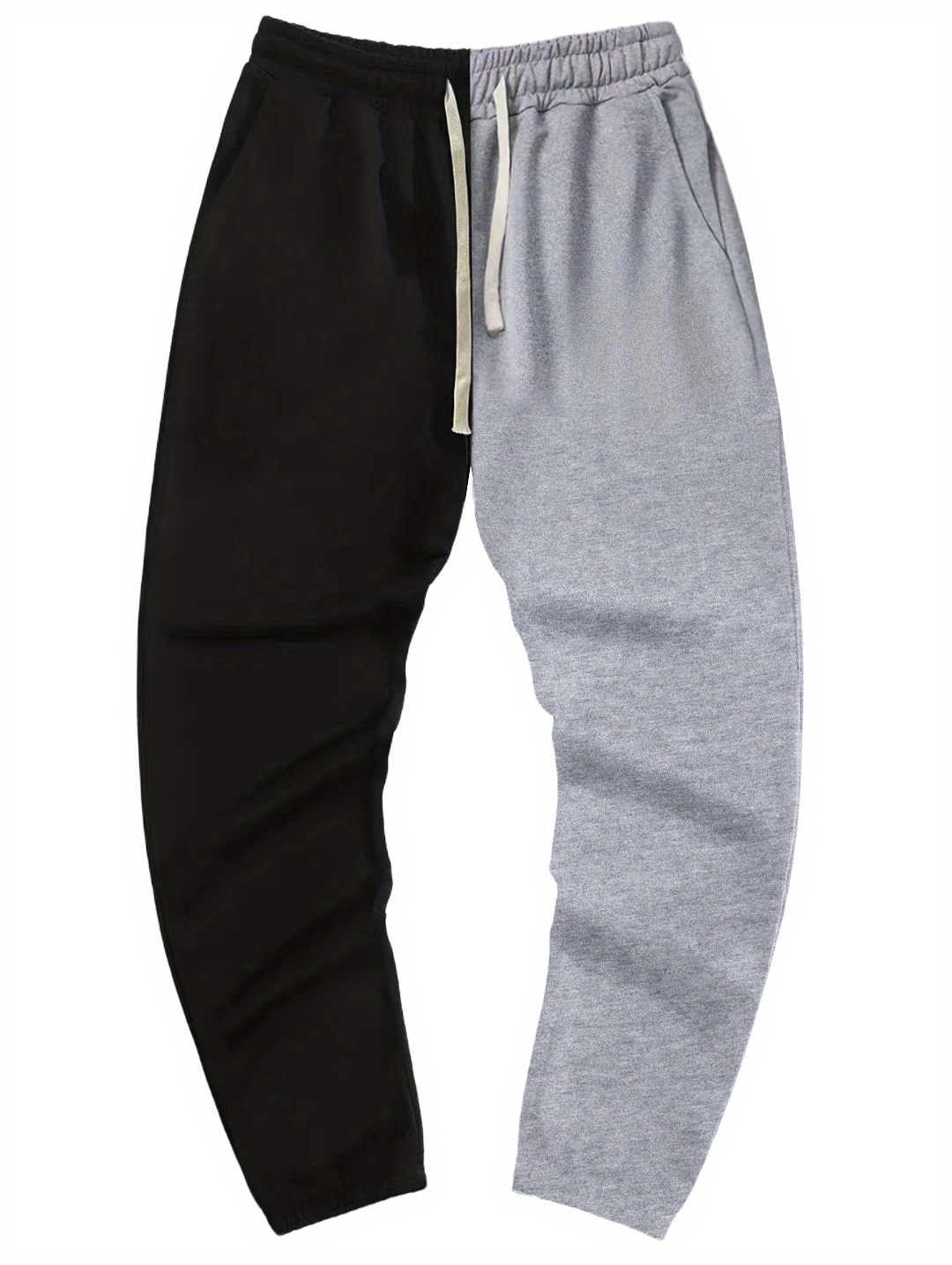 Contrast Color Stitching Drawstring Sweatpants Straight Leg - Temu