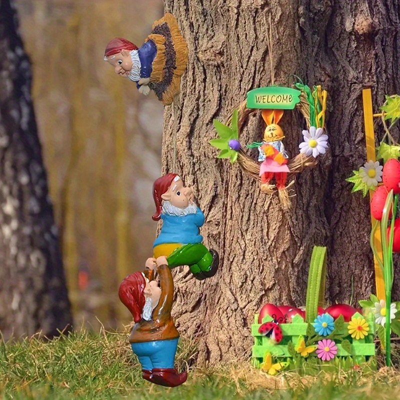 Tree Climbing Gnome Garden Statue Resin Ornament Decoration - Temu