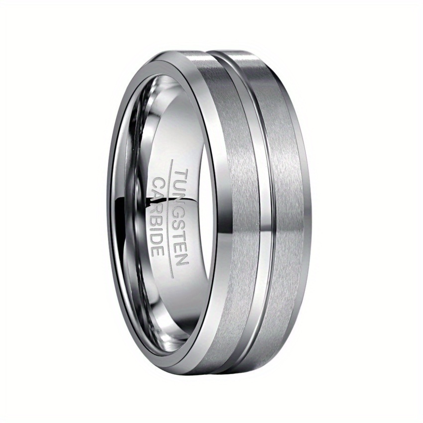 Wide Tungsten Steel Men's Ring Frosted Surface Middle Slot - Temu ...